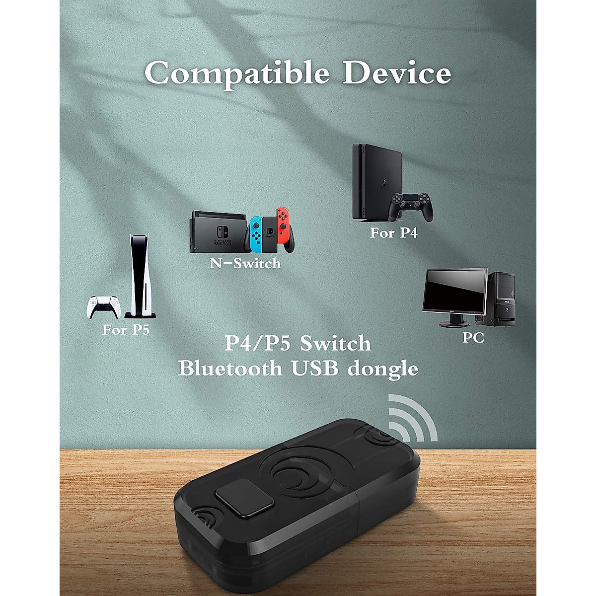 OLCLSS Wireless Audio Adapter for Nintendo Switch/Switch OLED PS4 PS5 PC - Bluetooth Receiver for Airpods, Headset, Speaker (Not for PS4 Gold Headset) - Not Audio Transmitter