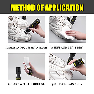 Shoe Cleaner Whitener for Sneaker, COZGO Shoe Cleaning and Whitening Kit, 3.5oz Shoe Cleaner and 3.5oz Whitener, No extra brushes needed,Work on White shoe,Sneaker,Canvas,Mesh,Tennis,PU,Fabric,Leather