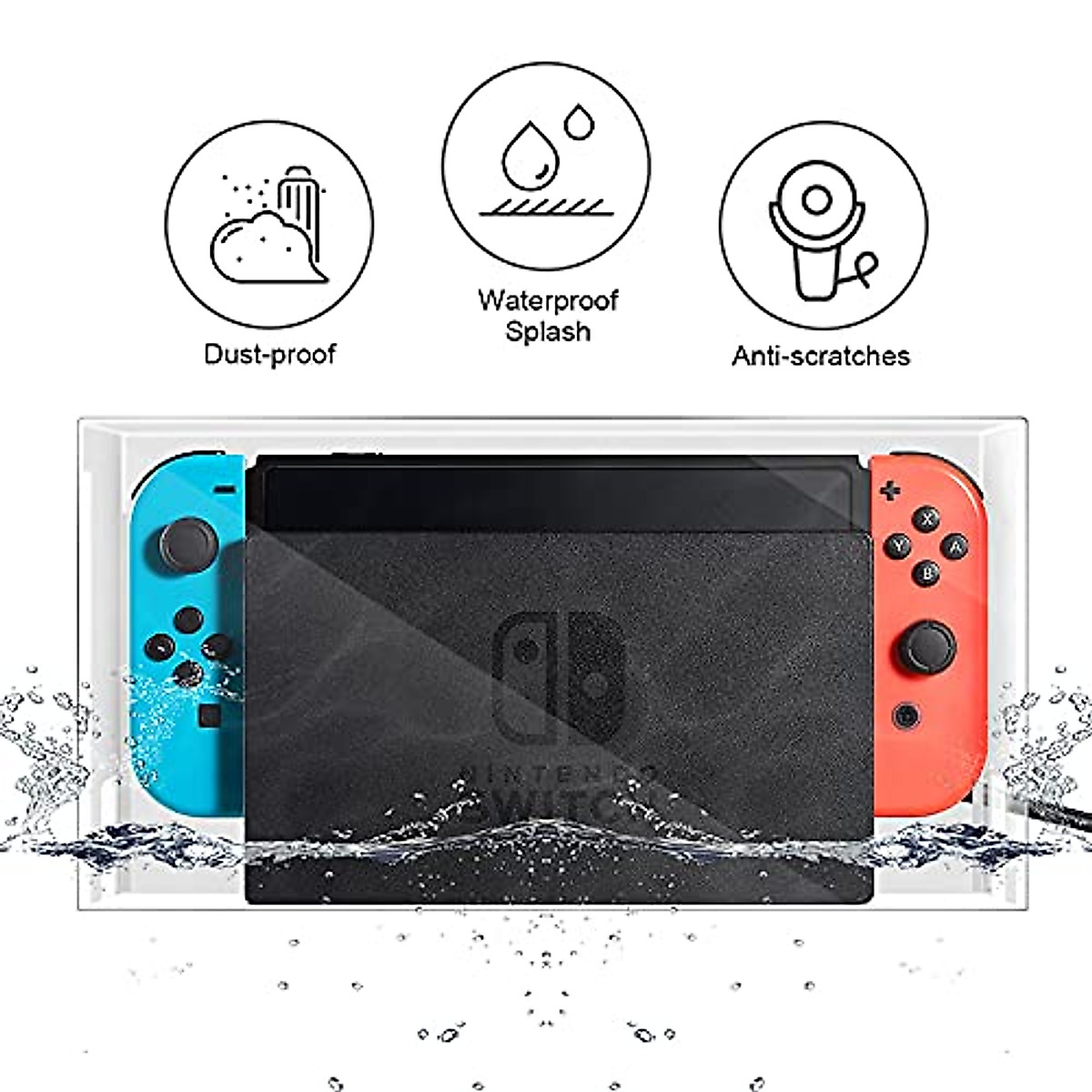 MANWU Clear Protective Case Dust Display Box Cover for New Nintendo Switch Model (only Cover),Acrylic Clear casing Compatible with Switch OLED
