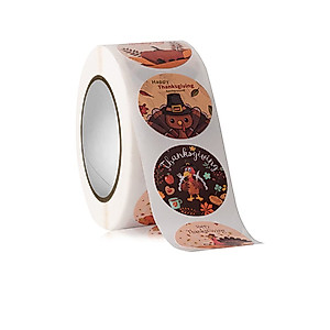 Turkey Happy Thanksgiving Stickers 500Pcs 1.0 Inch Autumn Turkey Label Stickers with 8 Style Turkey Patterns Great Thanksgiving Party Favor Self-Adhesive Sticker Roll for Kids Thanksgiving Card Decor