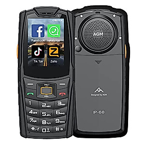 AGM M7 Rugged Phone, IP68 Waterproof Outdoor Phone, 2500mAh Battery Unlocked 4G Cell Phone for Seniors Dual SIM Biggest Speaker 2.4" Touch Screen 1GB+8GB Facebook/Skype/TikTok-Black