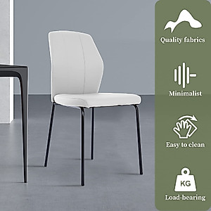 Zerifevni Set of 4 Dining Chair Modern Elegant Side Chairs Leather Durable Wide Cushion for Kitchen Room (4-White)