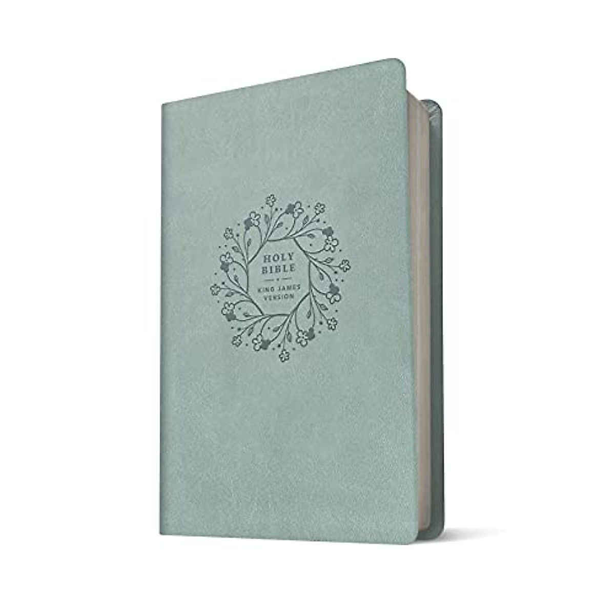 KJV Large Print Premium Value Thinline Bible, Filament Enabled (LeatherLike, Floral Wreath Teal, Red Letter)