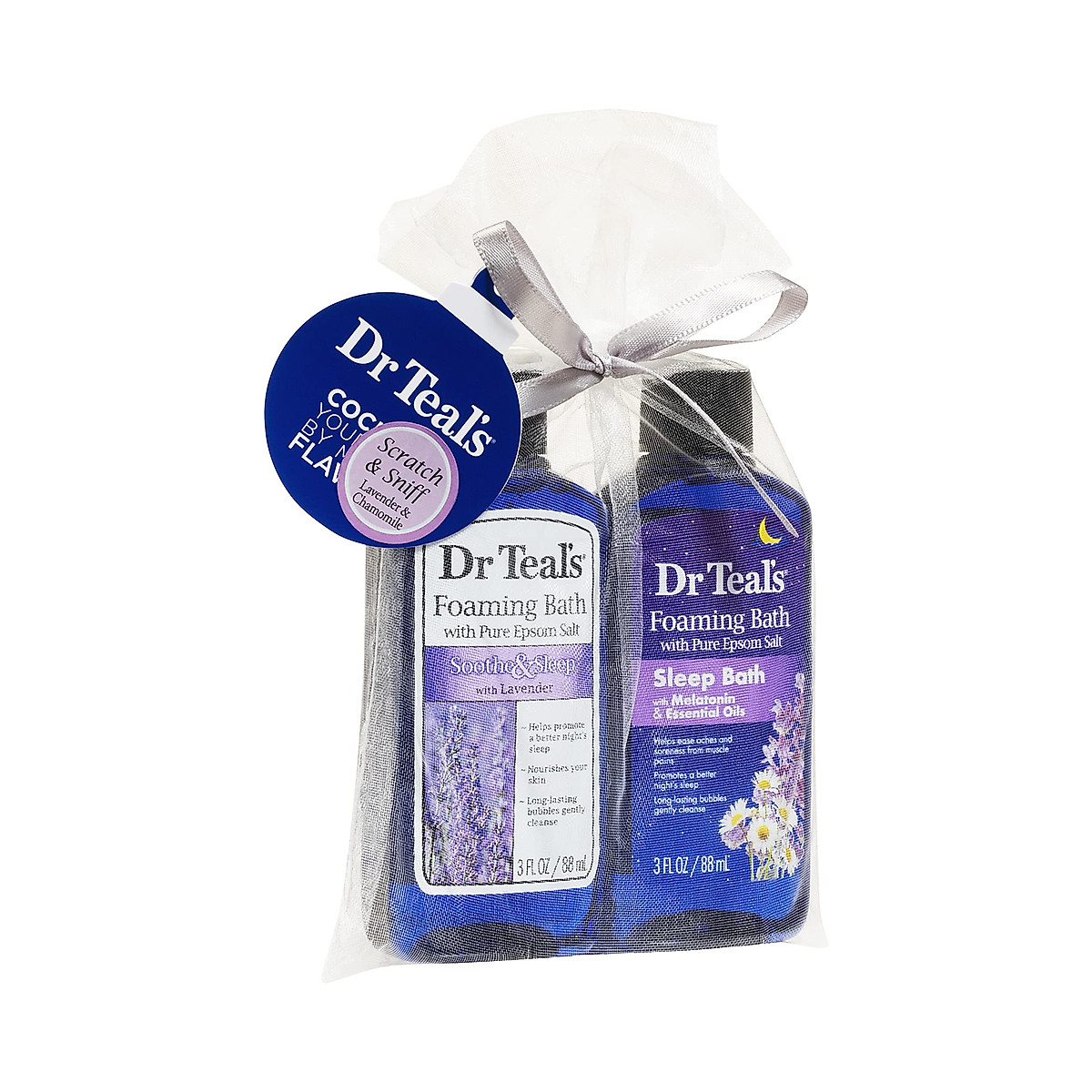 Dr Teal's Foaming Bath Holiday Gift Combo Pack (6 fl oz Total), Soothe & Sleep with Lavender, and Sleep Bath with Melatonin. Treat Your Skin, Your Senses, and Your Stress.