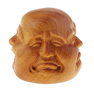 JJZXD Four-Face Buddha Head Sculpture Ornament Indoor Outdoor Garden Home Decoration Crafts 4x4x4cm