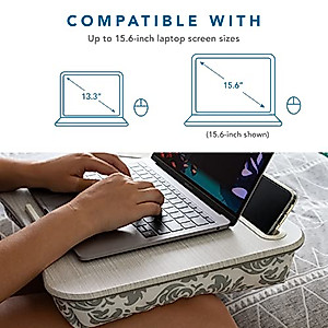 LapGear Designer Lap Desk with Phone Holder and Device Ledge - Aqua Trellis - Fits up to 15.6 inch Laptops - Style No. 45422