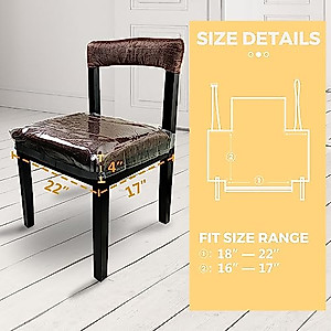 4 Pack Large Plastic Chair Covers for Dining Room, Clear Chair Seat Protectors with Adjustable Belt Strap Fits 18” – 22” Seats, Waterproof & Scratch Resistant Heavy Duty PVC Dining Chair Covers