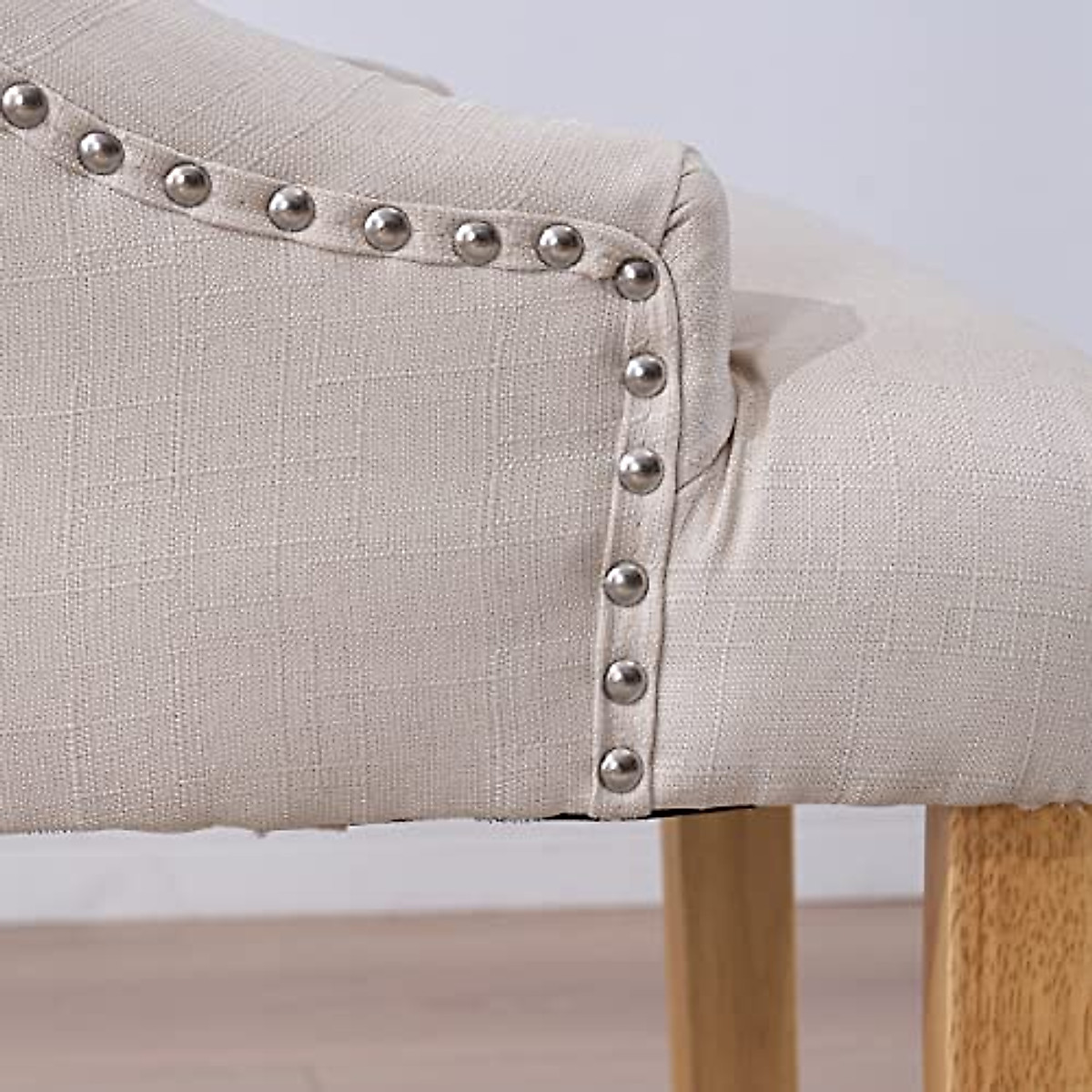 nozama Upholstered Dining Chairs Set of 2 Elegant Tufted Fabric Parsons Chair with Solid Wood Legs (Dark Beige)