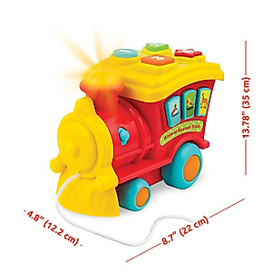 KiddoLab Toy Train - Interactive & Educational Pull Toy for Babies, Toddlers, Children - Numbers & Animal Sound Buttons, 8 Songs, Volume Control, Flashing Light - for Kids Ages 6 Months & Up