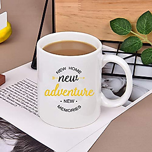 Waipfaru House Warming Gifts - New Home New Adventure New Memories Funny Coffee Mug, New Home Gifts for Friends Parents Relatives Him Her, 11 Oz Ceramic Coffee Mug
