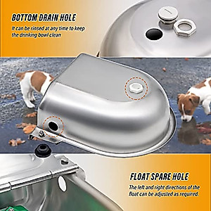 KHEARPSL Automatic Dog Water Bowl Dispenser with Brass Float Valve Livestock Waterer Water Trough Auto Fill Water Bowl for Dogs Cattle Horse Pig