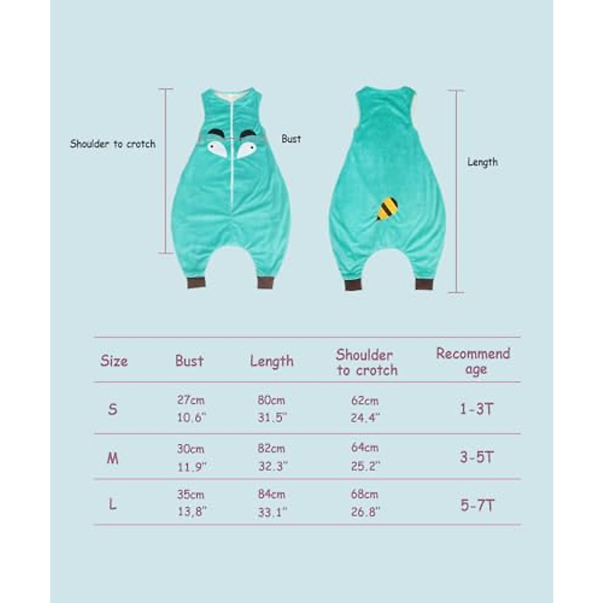 Bycc Bynn Toddler and Early Walker Sleep Fleece Sack with Feet, Baby Sleeveless Wearable Blanket Sleeping Bag (Fox, Small (1-3T))