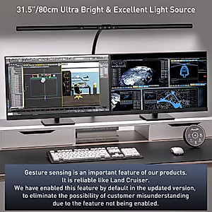 AmazLit Desk Lamp 31.5" W, Desk Lamp for Home Office, Gesture Sensing Desk Light, Monitor Light, Adjustable Color Temperature & Brightness, Table Lamp 24W Brightest, Black
