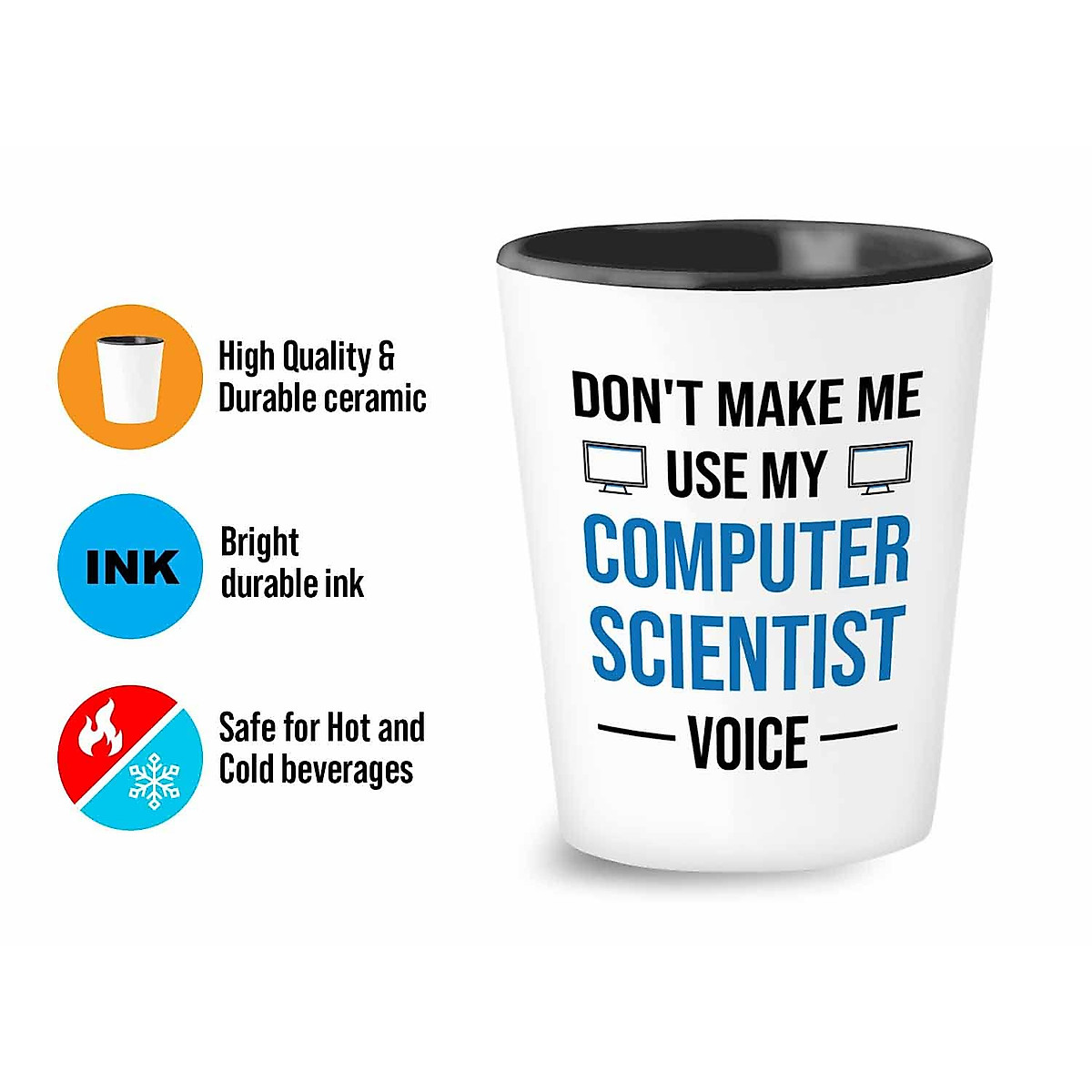 Bubble Hugs Scientist Shot Glass 1.5oz - Computer Voice - Science Lover Technician Engineer Science Data Analyst Chemistry Scientist Laboratory Partner Software
