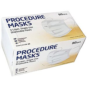 WMS Wisconsin Medical Supplies, 3-Layer Face Masks, MADE IN USA, 1 Pack (50 Masks)