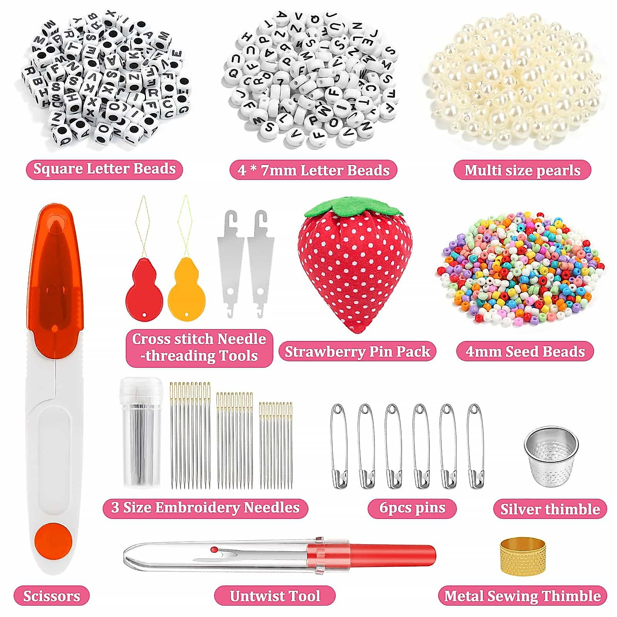 PAXCOO 985Pcs String Bracelet Making Kit, Friendship Bracelet String Kit with 110 Skeins Embroidery Floss Cross Stitch Thread, 830 Beads for Friendship Bracelet Making, 45Pcs Embroidery Tools