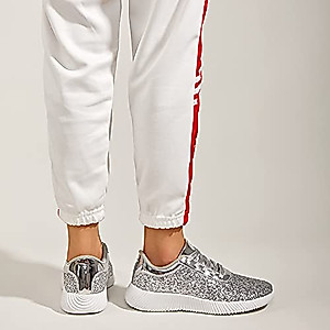 BELOS Women's Glitter Shoes Sparkly Lightweight Metallic Sequins Tennis Shoes(8.5B(M) US, Silver)