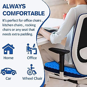 Gel Seat Cushion, Super Large Gel Cushion Chair Pads with Non-Slip Cover for Home Office Car Seat Wheelchair, Soft Breathable Honeycomb Seat Cushion for Relieve Hip Pain, As Seen On TV