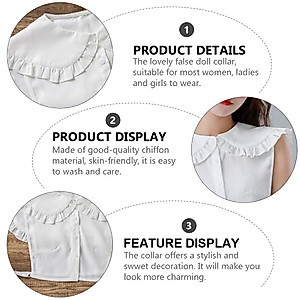 KESYOO Detachable Collars for Women Fake Collar White Faux Collar Sweet Chiffon Doll Collar Half Shirts Collar Costume Collar False Collar Women Girls
