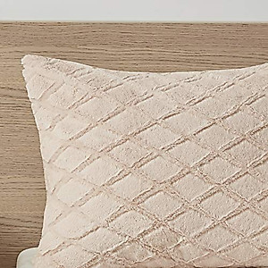 Intelligent Design Ainsley Comforter Set-Geometric Metallic Print to Faux Fur Reverse Trendy All Season Hypoallergenic Bedding, Matching Sham, Twin/Twin XL, Blush 2 Piece (ID10-1761)