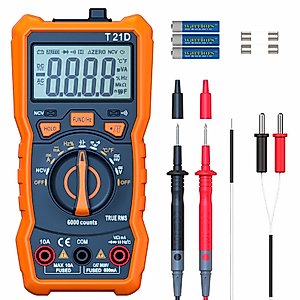 Auto-Ranging Digital Multimeter, TRMS 6000 Counts AC DC Voltmeter Ohm Volt Amp Meter, Electrical Multimeter Tester with NCV, Measure Capacitance Current Resistance Temp Continuity Diode Duty Cycle