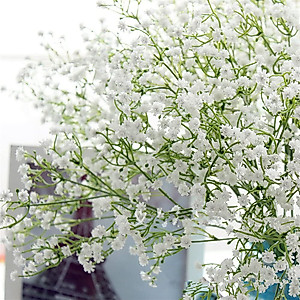 Botius Artificial Flowers 9Pcs 21" Baby Breath/Gypsophila Fake Silk Plants Wedding Party Decoration Real Touch Flowers DIY Home Garden, White