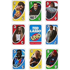 Mattel Games ​UNO Ted Lasso Card Game for Teens & Adults Inspired by The Popular Series for Game Night, Travel & Camping