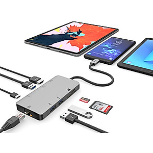 EZQuest USB C Hub Docking Station 8 in 1 with 4K HDMI, 1 Gbit Ethernet, 3 USB A 3.0 Ports, 1 USB-C PD/Data, SD/Micro SD for Work and Travel, Compatible with MacBook/Dell/HP/Lenovo/Laptops