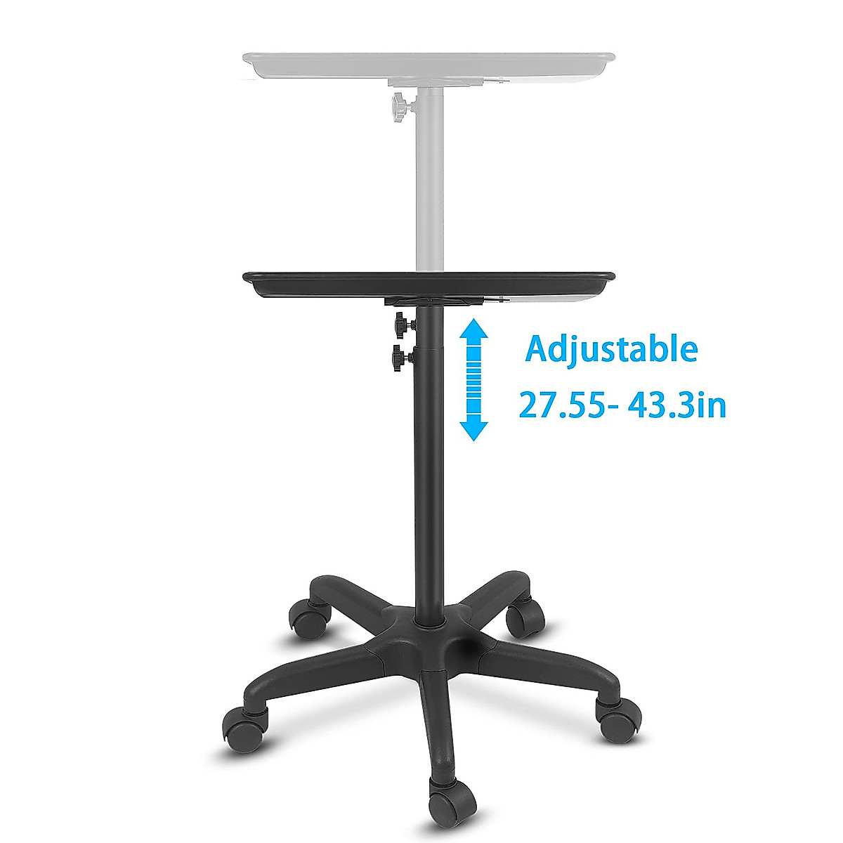 Salon Rolling Tray,Tattoo Tray Rolling Trolley Adjustable Height Utility Cart, Beauty Salon Clinic Spa Service Instrument Storage Tray(Black)