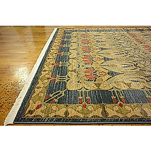 Unique Loom Edinburgh Collection Area Rug - Canmore (5' 1" x 8' Rectangle, Navy Blue/ Tan)