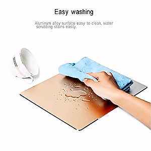 Mouse Pad, Qcute 9.18" 6.11" Gaming Aluminum Mouse Pad W Non-Slip Rubber Base & Micro Sand Blasting Aluminium Surface for Fast and Accurate Control(Gold)