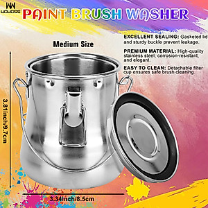 WOWOSS Paint Brush Washer Set, Portable Stainless Steel Oil/Acrylic Paint Brush Cleaner, Medium, Includes Cleaning Steel Beads & Oil Paint Palette