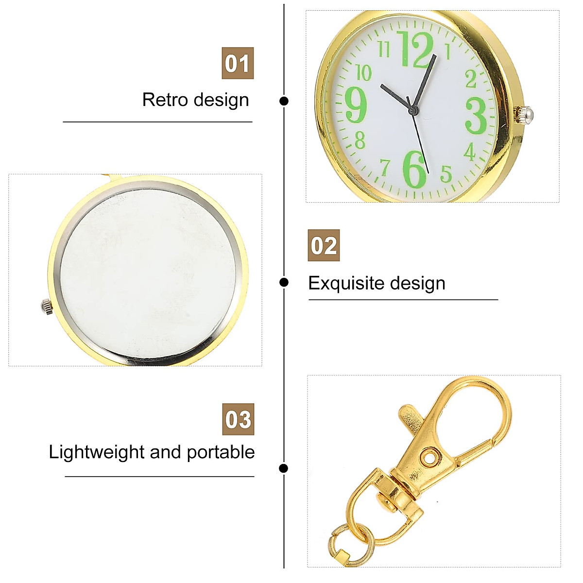 2pcs Pocket Watch Casual Watch Nurses Digital Watch Elderly Alloy Watch Nurses Watch Digital Watches for Watch Kid Watch Exam Form Large Dial Child Ordinary Glass Mirror