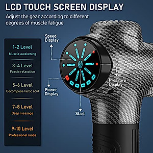 RAEMAO Massage Gun, Muscle Massage Gun with High-tech Brushless Motor, Attaching 15 PCS Upgrade Replacement Heads, Quite Deep Tissue Massager, Carbon