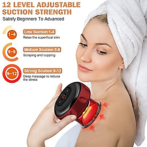 MOCHI MCFD Electric Cupping Therapy Set, Smart Dynamic Cupping Machine Cupping Device Cellulite 3 in 1 Vacuum Therapy Machine Scrapping Cupping Tool, 12 Levels Temperature & Suction