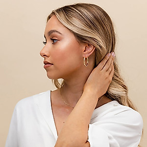 PAVOI Womens 14K Yellow Gold Plated 925 Sterling Silver Post Lightweight Hoop Earrings