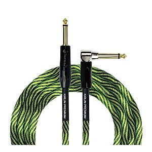 KIRLIN Cable IWB Instrument Cable, 1/4-Inch Right Angle to Straight, Black Green Wave, 10FT (IWB-202 BFGL-10/WBG)
