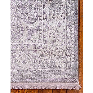Unique Loom Traditional Classic Intricate Design with Distressed Vintage Detail, Area Rug, 3 ft 3 in x 5 ft 3 in, Purple/Ivory