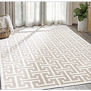 Abani Contemporary 3D Beige & White Geometric Area Rug - Modern 7'9" x 10'2" Arto Collection Neutral Rug Rugs