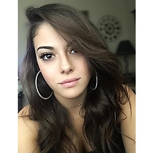 80mm Rhinestone Plated Silver Hoop Earrings Big Circle Earring Large Hoop Earrings,Silver