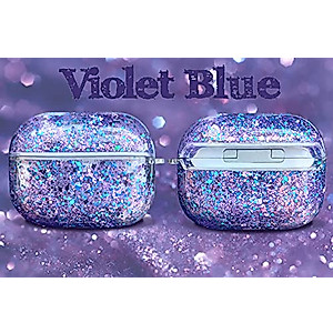 JIATAY Airpods 3 Case Cover, Cute Liquid Quicksand Hard Shell Protective Case with Keychain for Airpods 3rd Generation Case (Airpods 3, Purple)