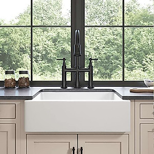 CITYLE 30 Inch Farmhouse Kitchen Sink, Apron Front Kitchen Sink Single Bowl White Fireclay Porcelain Ceramic Farm Kitchen Sinks 30"L x 19"W x 8"H