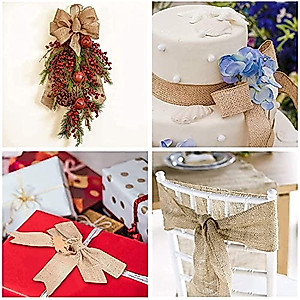 GEDLIRE Christmas Burlap Ribbon Wired, 2.5 inch 50 Yards Natural Jute Christmas Tree Brown Ribbons, Fabric Ribbon Rolls for Gift Wrapping, DIY Crafts, Big Bow, Wreath, Wedding Party Home Decorations