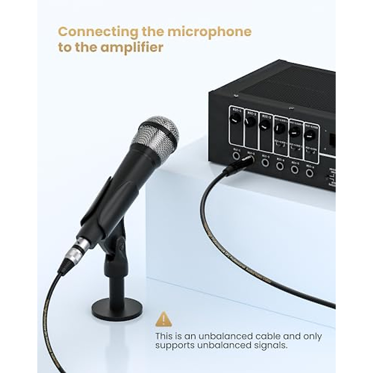 tisino Female XLR to 1/4 (6.35mm) TS Mono Jack Unbalanced Microphone Cable Mic Cord for Dynamic Microphone - 10 FT/3 Meters