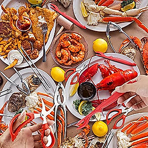 FECILA 5 Pcs Crab Crackers and tools Set - Seafood tools Set Crab leg Crackers Lobster Nut Crackers Opener Home Kitchen Parties Tools, Silver