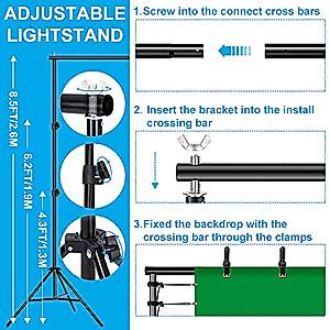 [Upgraded LED Bulb] Photography Lighting Kit 8.5x10ft Backdrop Support System and LED Softbox Set, 6400K Bulbs, Umbrella, Video Studio Continuous Lighting Kit for Photo Studio, and Video Shooting