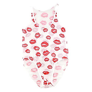 Male Fashion Lips Lipstick Print Sexy Underwear Pant Body Sculpting Waist Bodysuit Beef Kit Men (White, XXL)