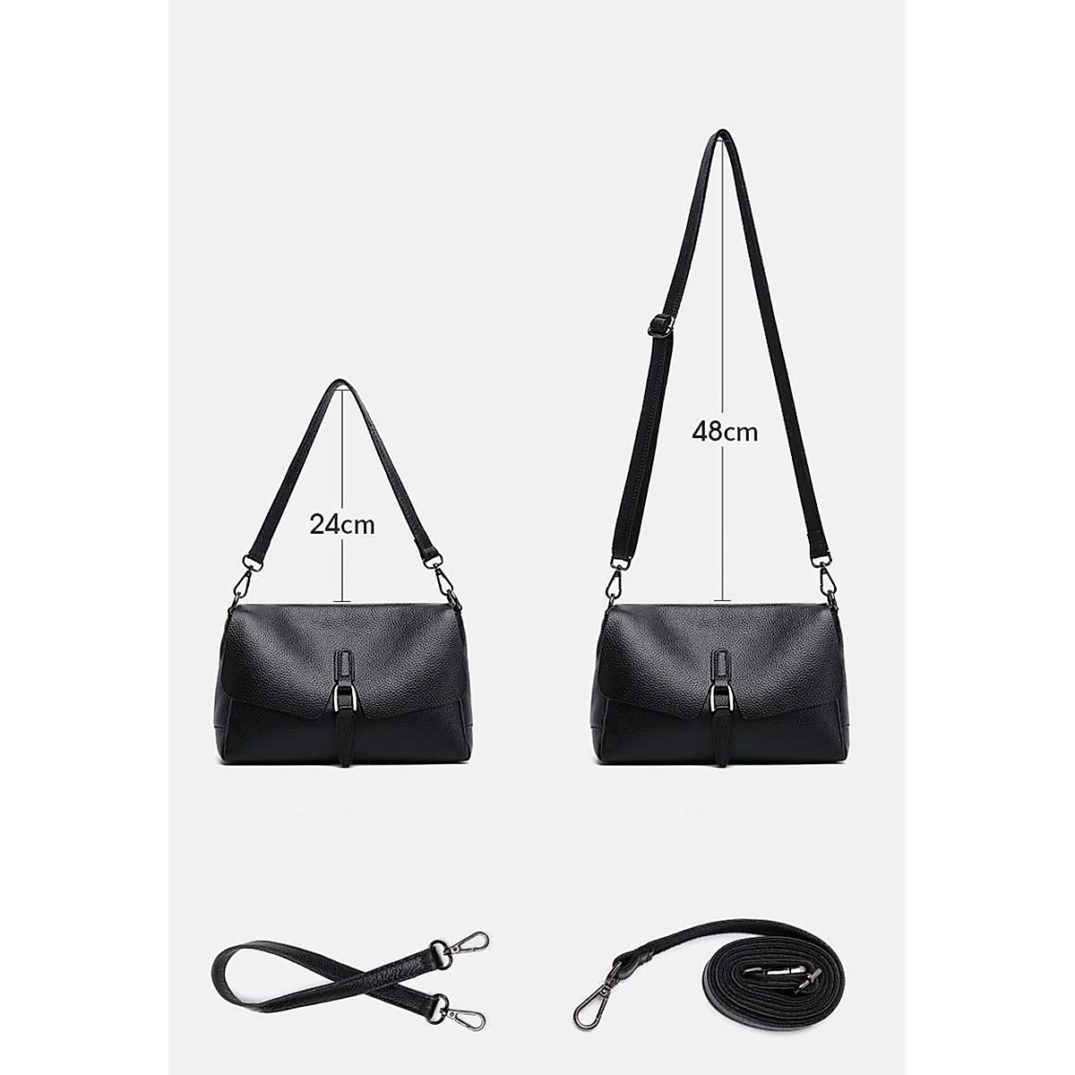 100% Women genuine leather small shoulder bag purse soft full grain leather middle aged lady crossbody bag handbag (Purple)