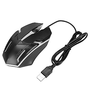 Hilitand Backlit Gaming Keyboard and Mouse Combo, USB Wired Computer Keyboard Mouse Game Set, 104 Keys, 7 Colors Breathing Light Keyboard Mouse for PC/Laptop(Black)