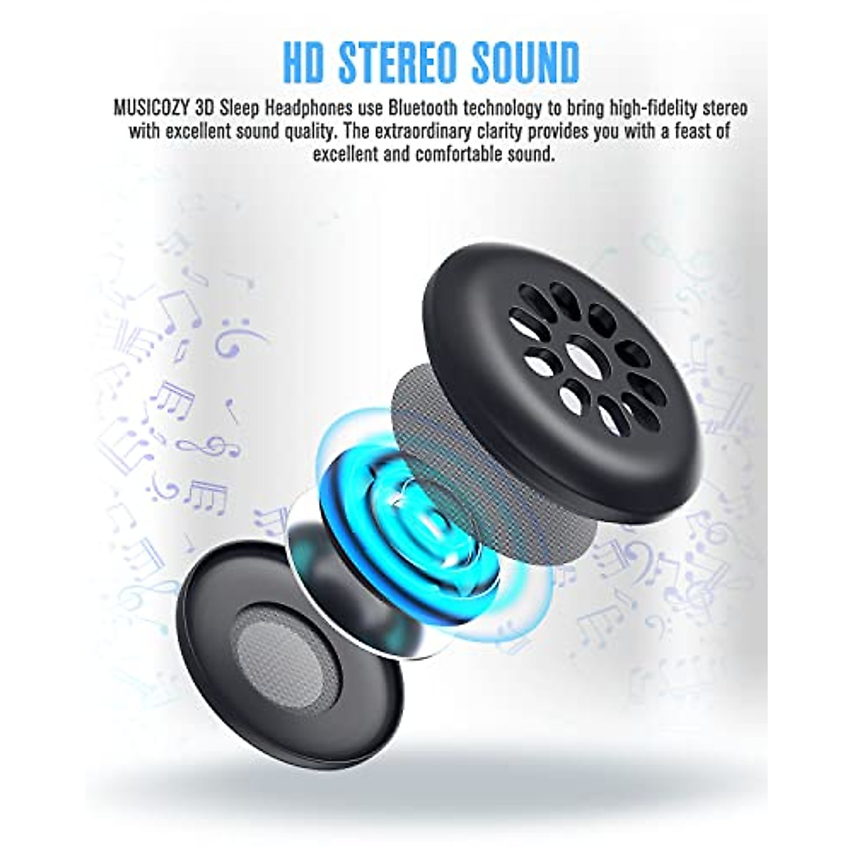 MUSICOZY Bluetooth 5.2 Module & Speakers for 3D Sleep Headphones Eye Mask with Charging Cable
